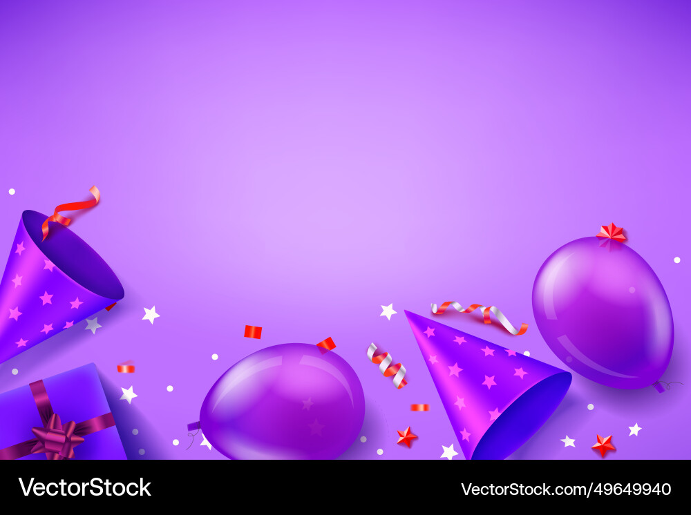 Happy birthday violet flat lay with copy space Vector Image