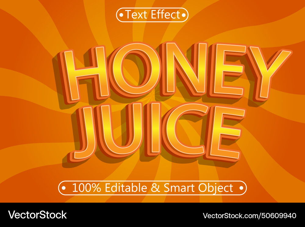 Honey juice editable text effect 3 dimension Vector Image