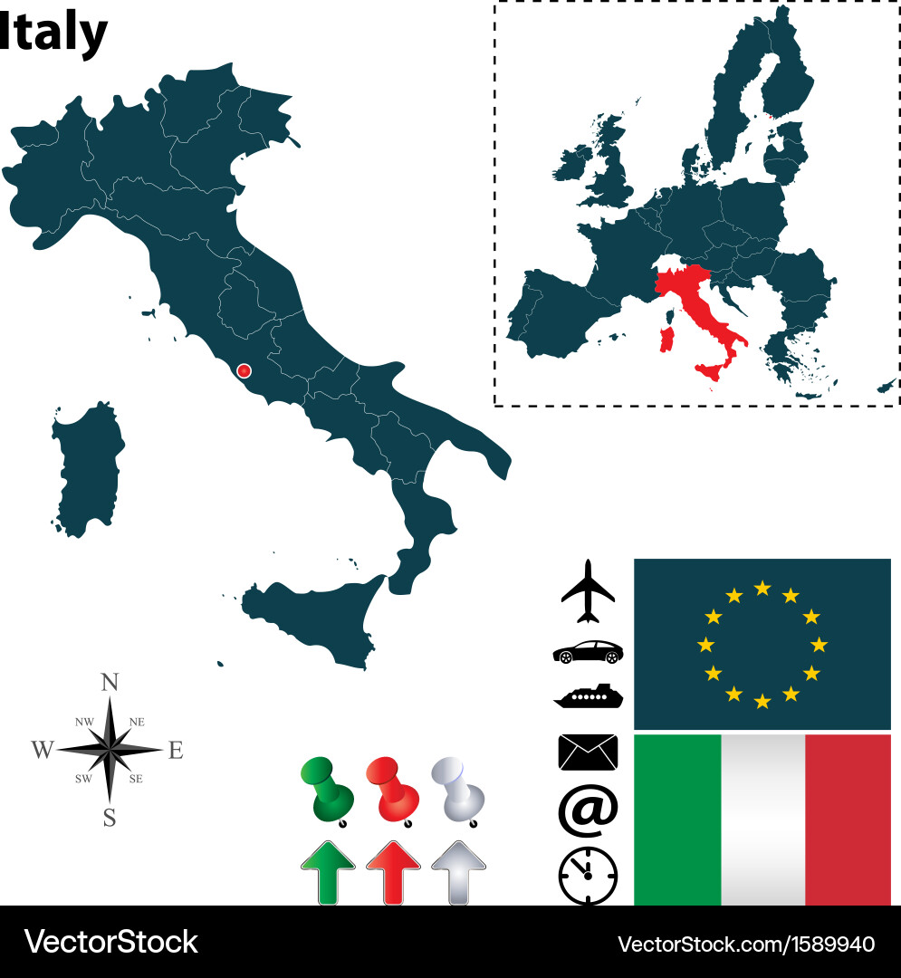 Italy and european union map Royalty Free Vector Image