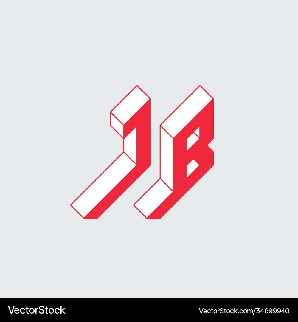 Jb - logo or 2-letter code isometric 3d font Vector Image