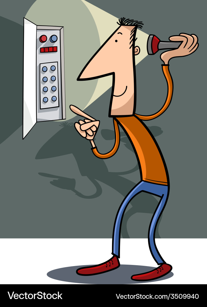 Man fix electricity cartoon Royalty Free Vector Image