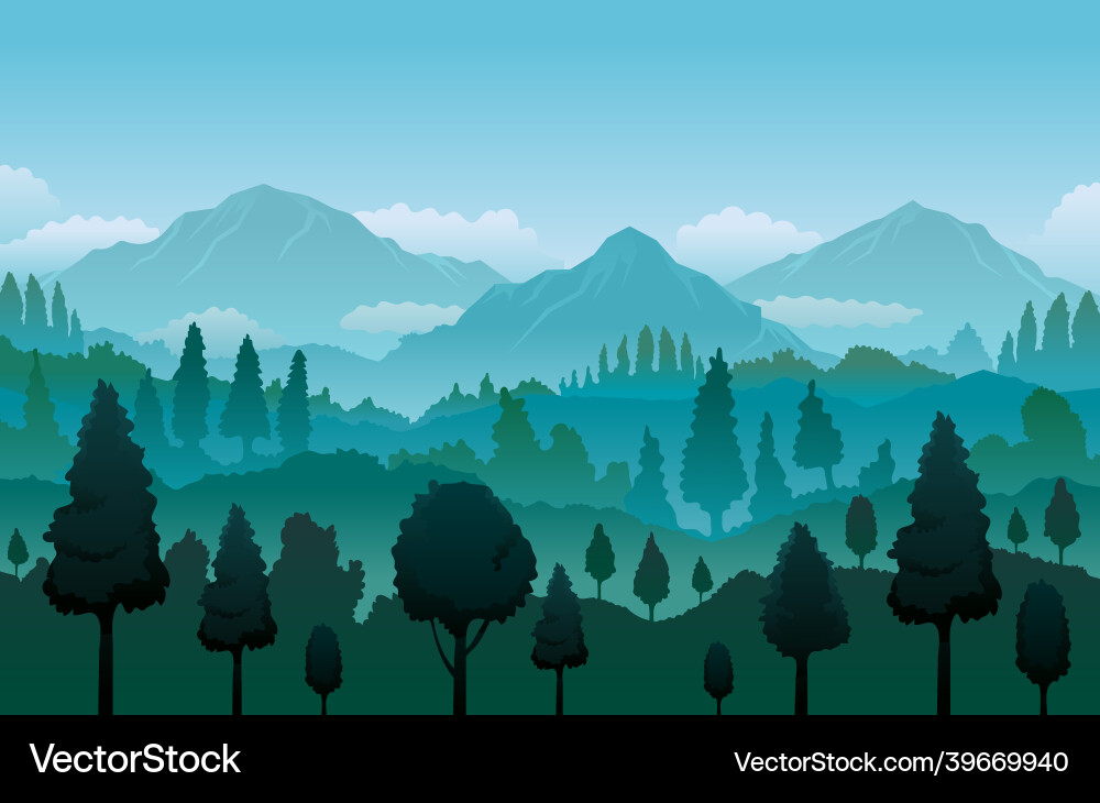 Mountain and forest landscape background Vector Image