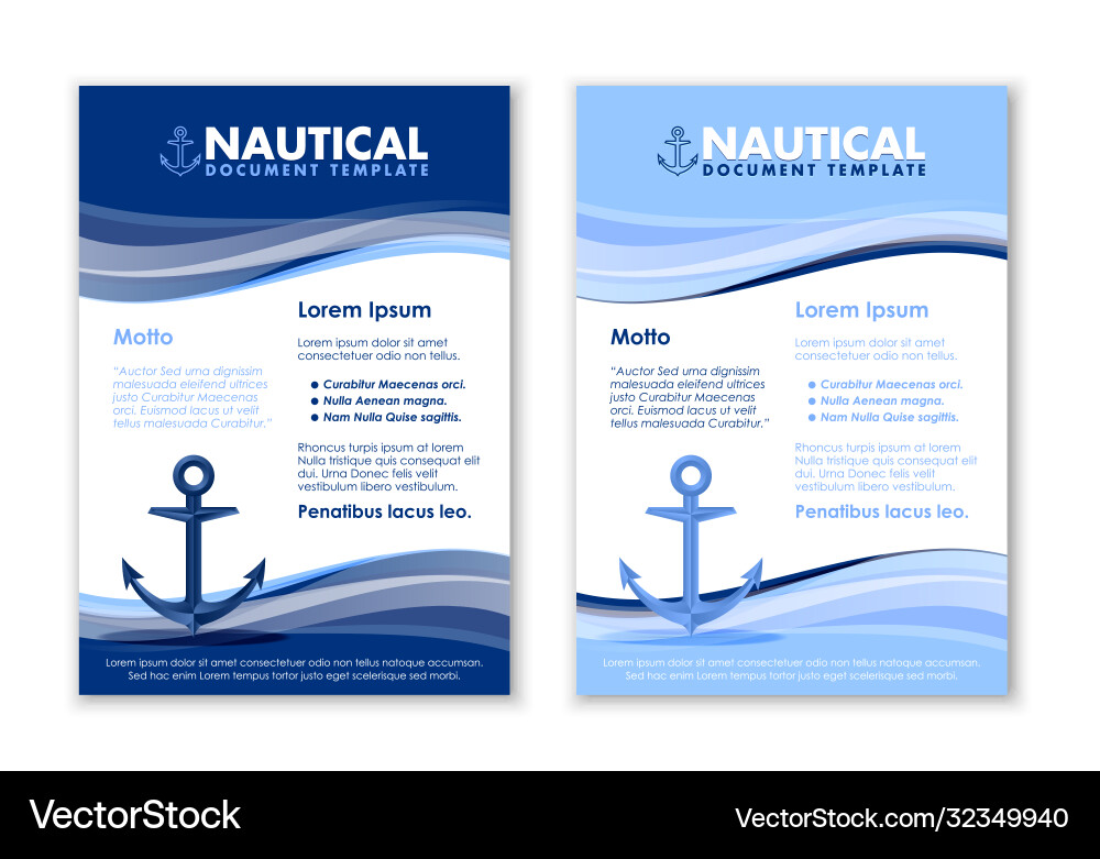 Nautical document templates with ship anchor icon Vector Image