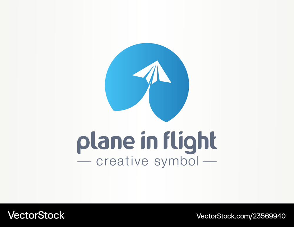 Plane in flight creative symbol concept paper air Vector Image