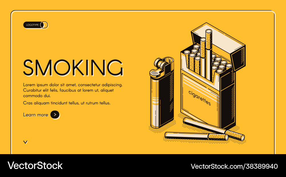 Smoking activity landing banner cigarettes package