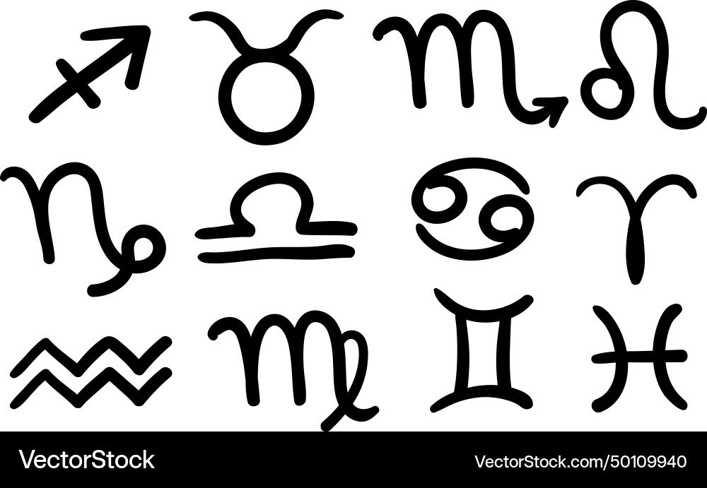 Zodiac signs lettering Royalty Free Vector Image