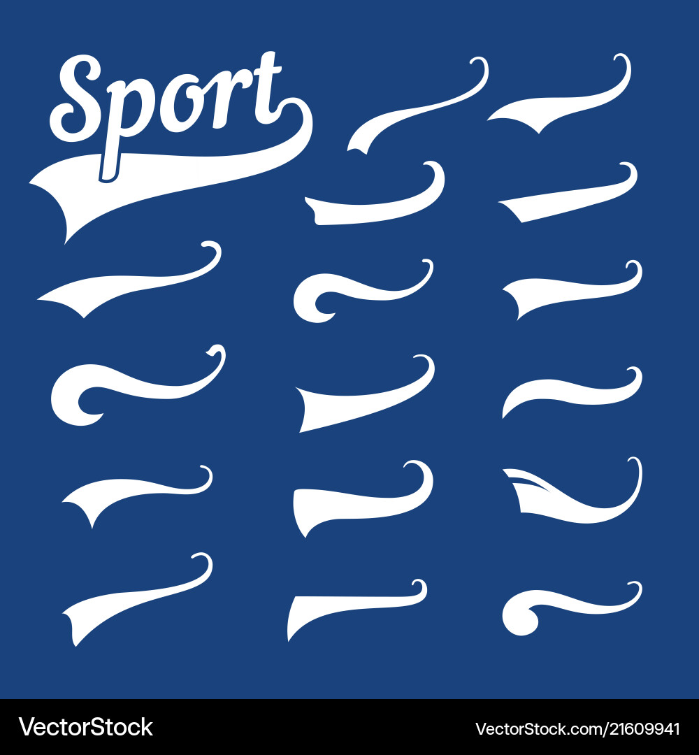 Baseball tails swoosh swash swish typography Vector Image