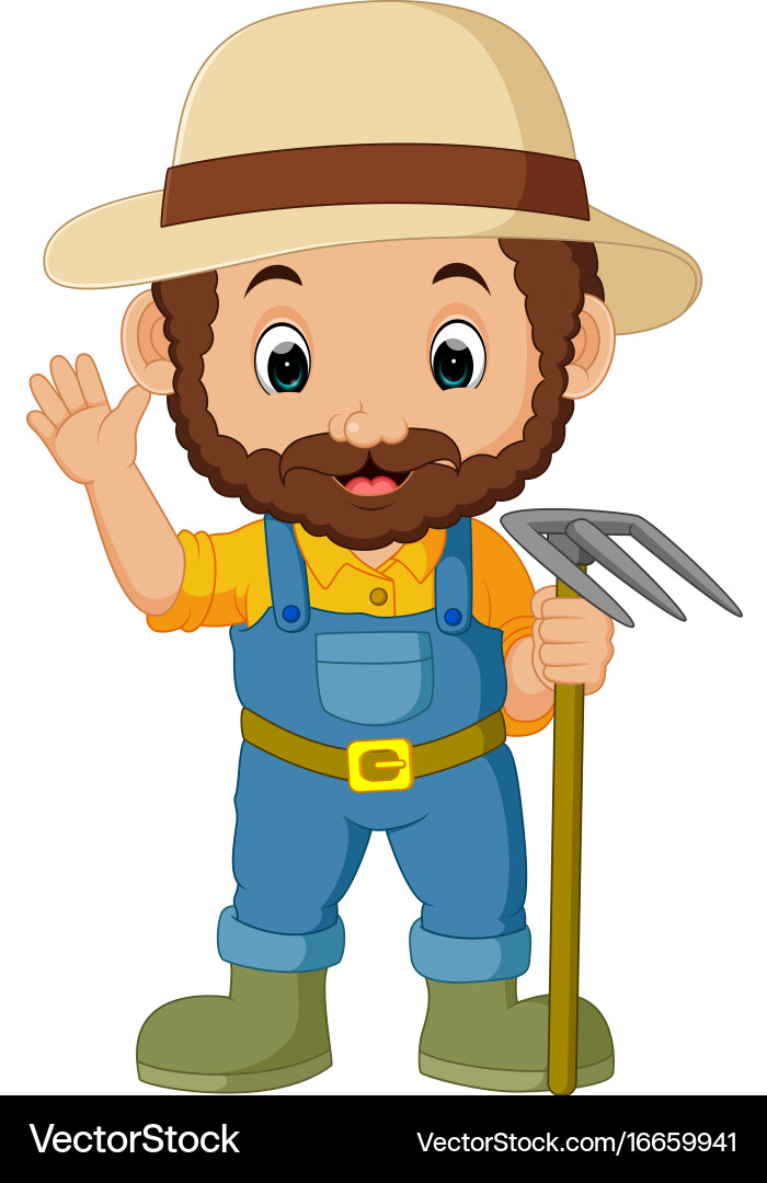 Cheerful Farmer Cartoon Character – Royalty-Free Vector | VectorStock