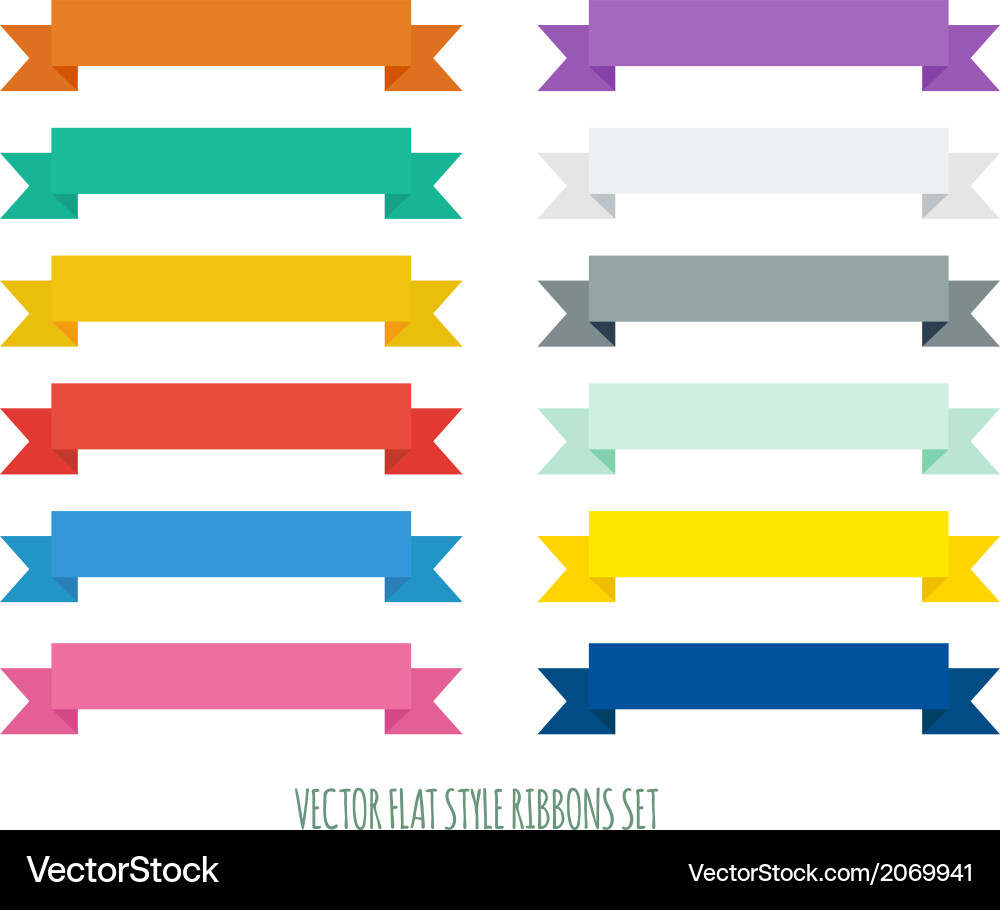Collection of flat ribbons different colors Vector Image