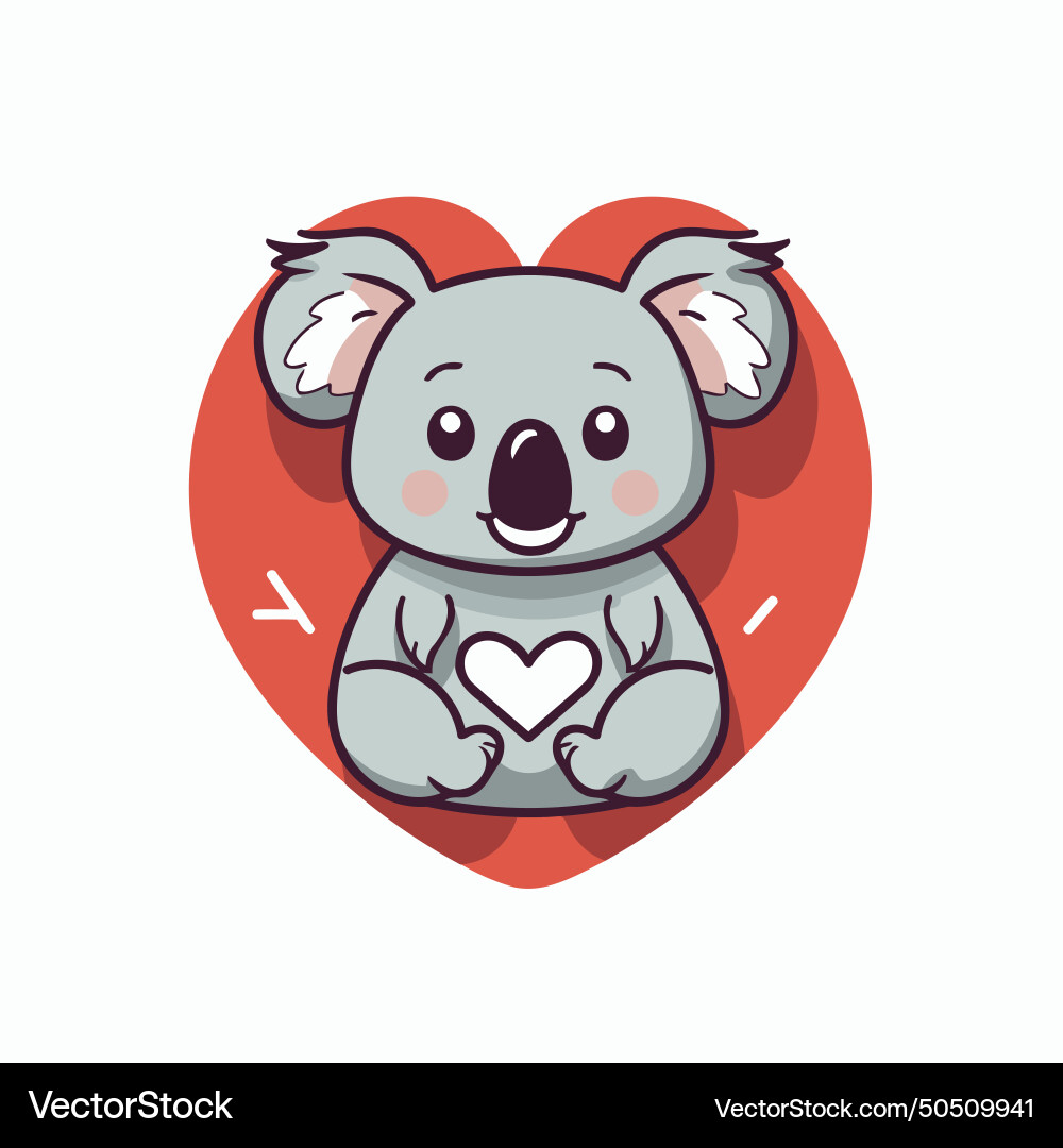 Cute koala with heart on white background Vector Image