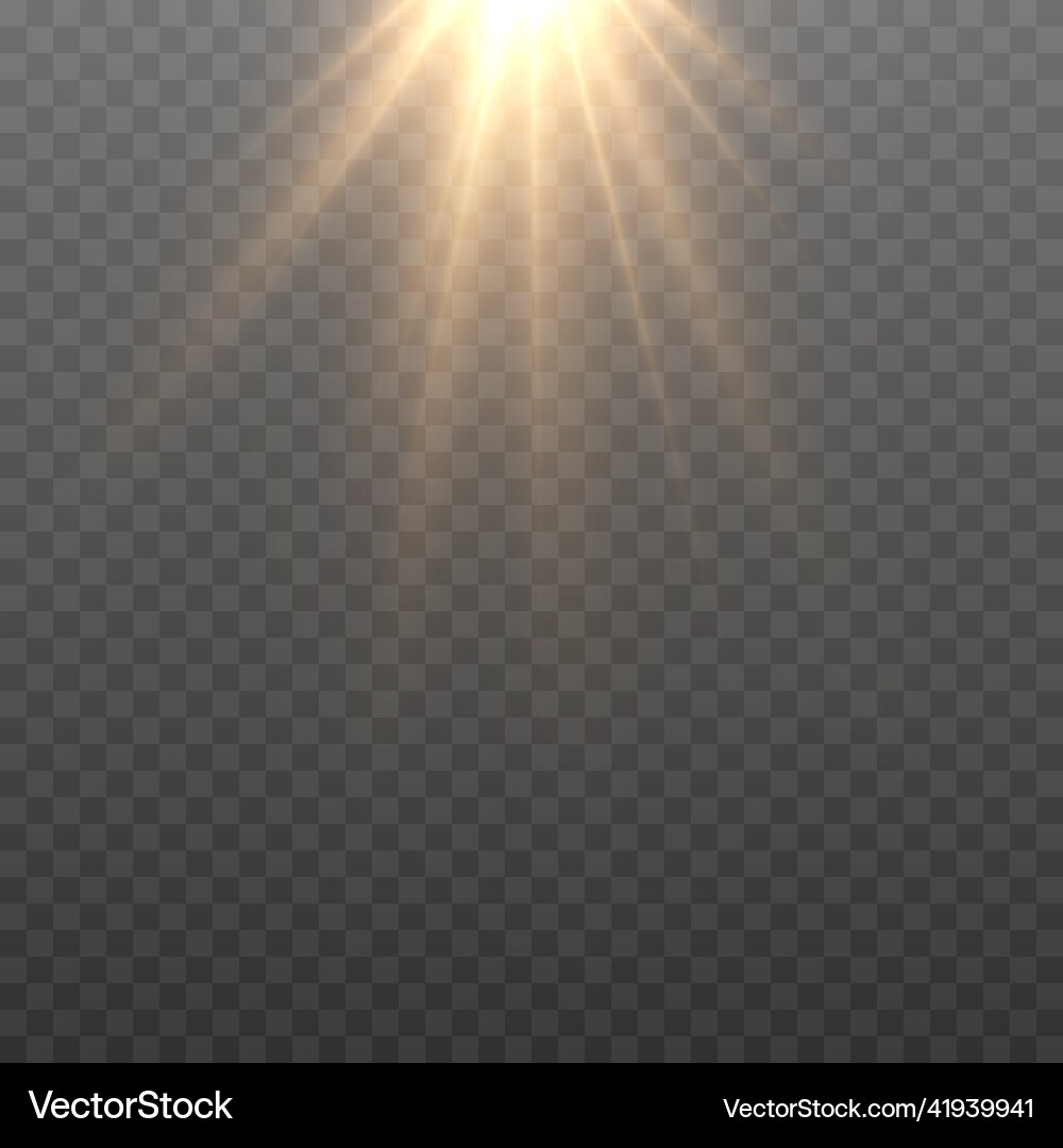 Golden light sun rays dawn png Royalty Free Vector Image