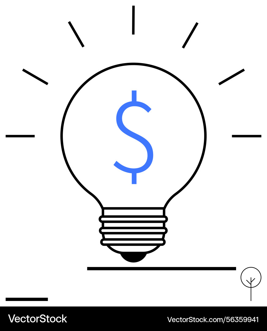 Light bulb with dollar sign inside representing Vector Image