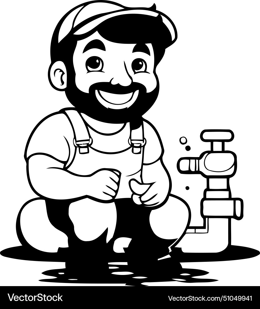 Plumber with a pipe Royalty Free Vector Image - VectorStock