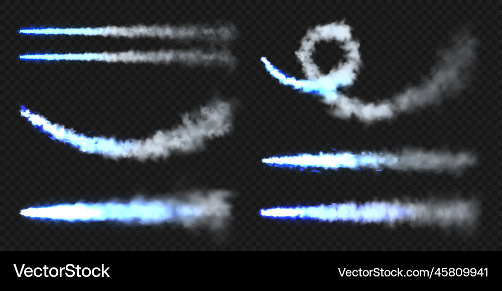 Realistic blue space rocket trails festive Vector Image