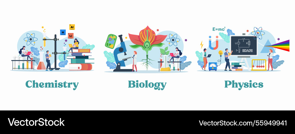 Science lab and school class with miniature Vector Image