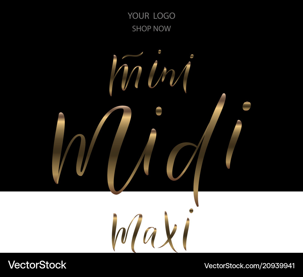 Words mini midi maxi for clothes Royalty Free Vector Image