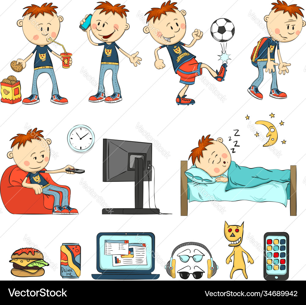 Boy in different situations Royalty Free Vector Image