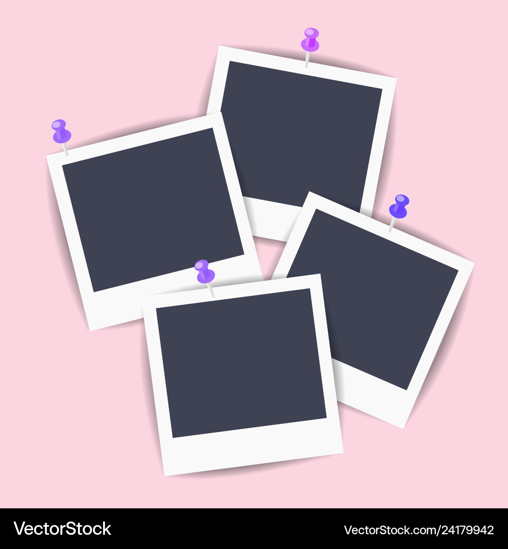 Empty polaroid pictures pinned to the wall Vector Image