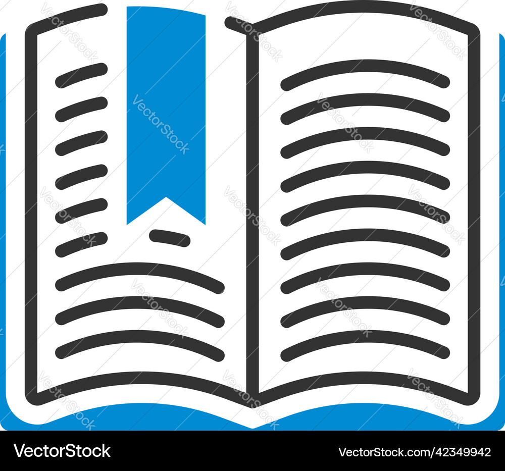 Icon of open book with bookmark Royalty Free Vector Image