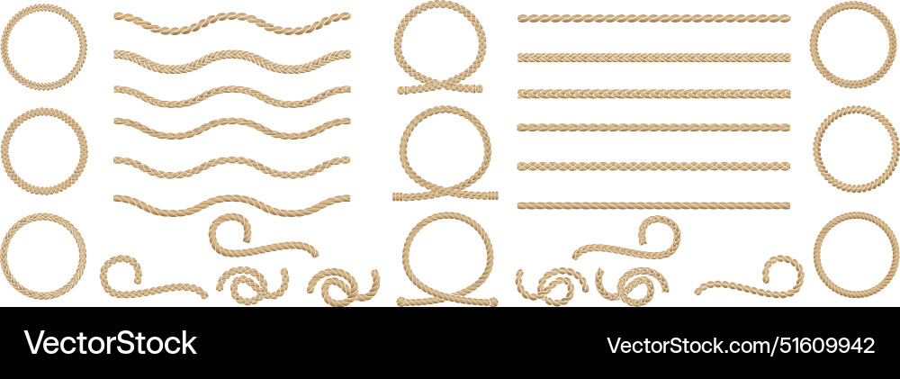 Old rope shapes set Royalty Free Vector Image - VectorStock