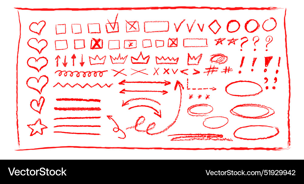 Red underline pencil hand drawn various ellipses Vector Image