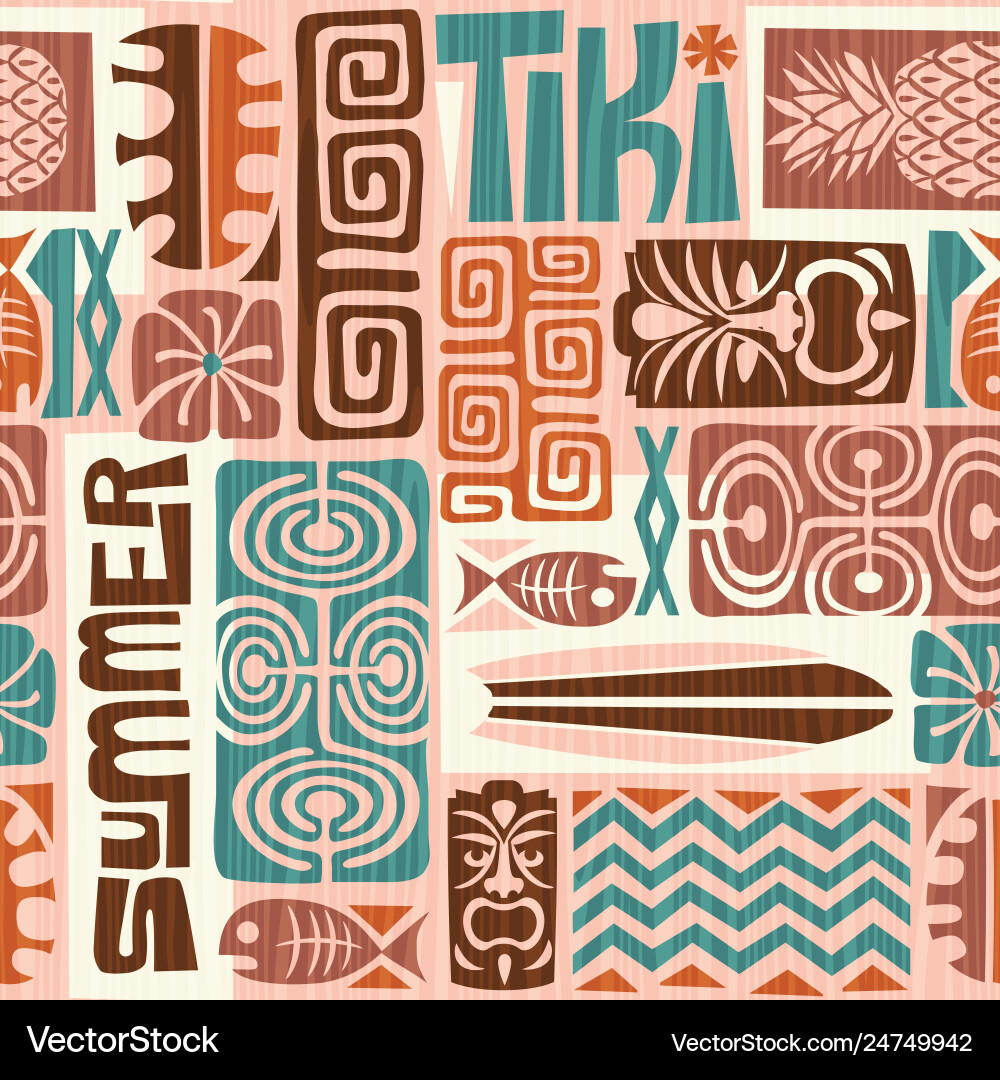 Seamless tropical tiki pattern Royalty Free Vector Image
