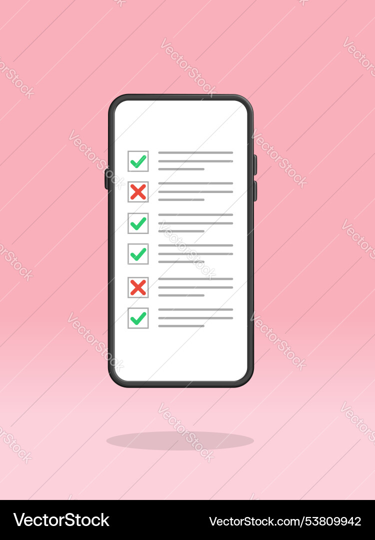 Smartphone checklist crossed failed tick box Vector Image