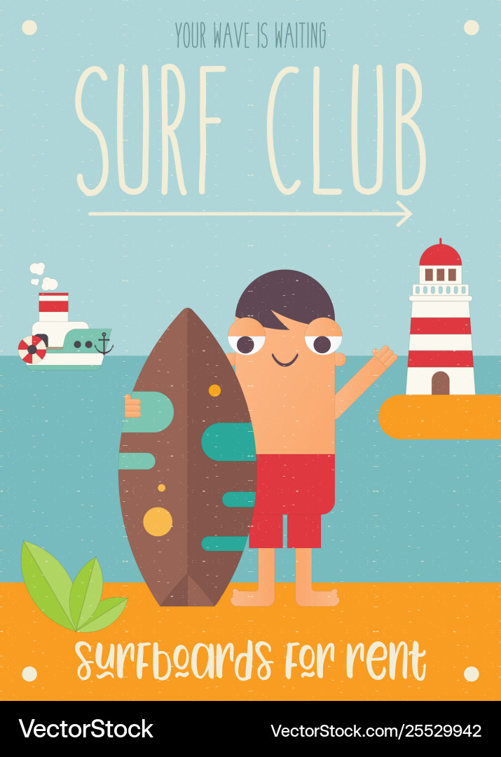 Surf club Royalty Free Vector Image - VectorStock