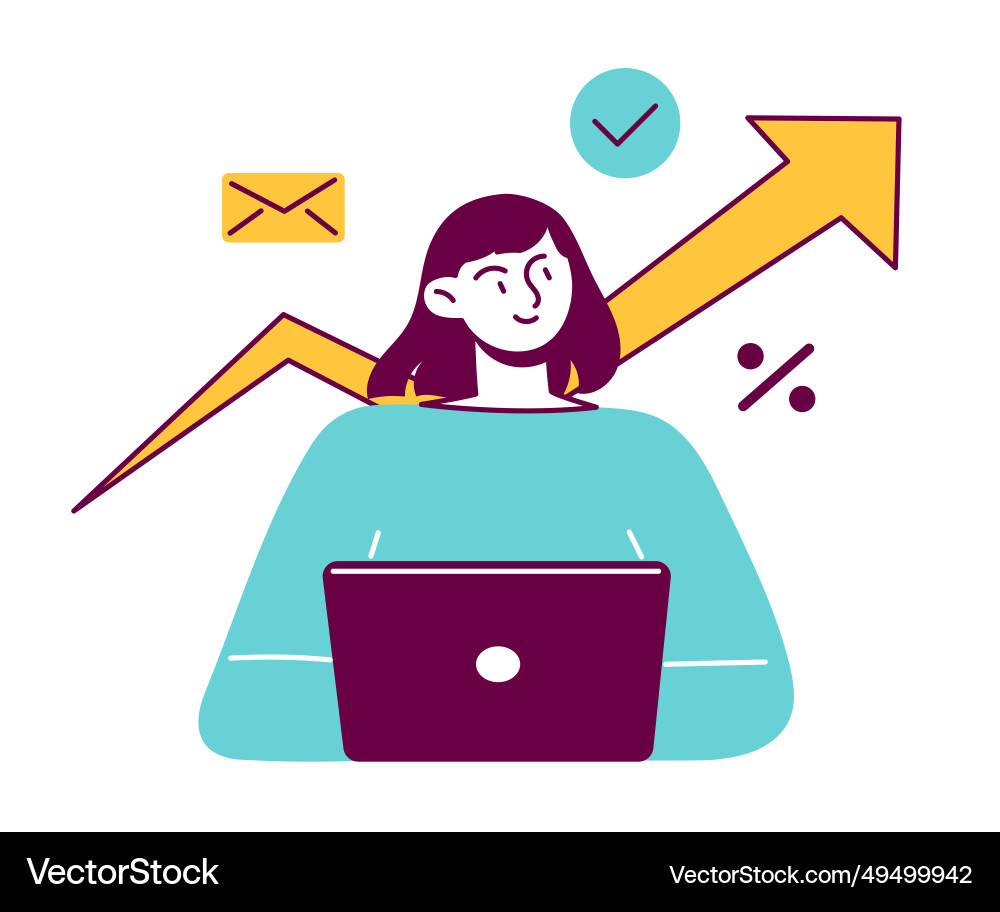 Woman working with laptop project management Vector Image