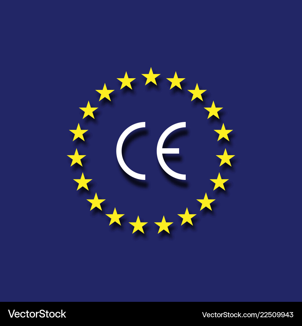 Ce mark symbol on flag europe Royalty Free Vector Image