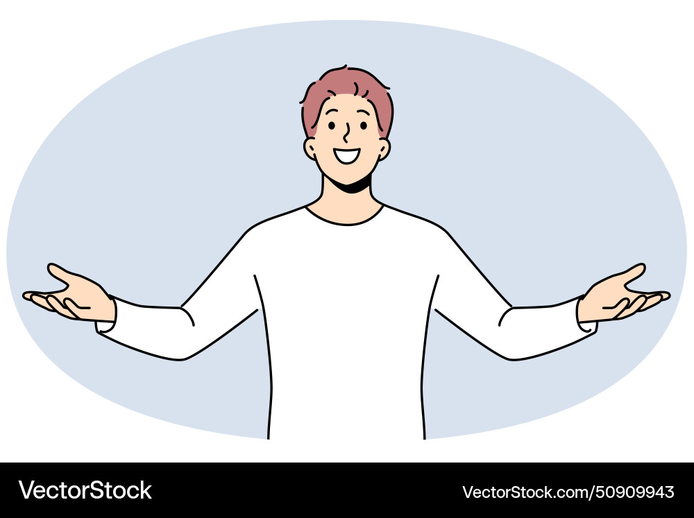 Excited man with open arms happy success Vector Image