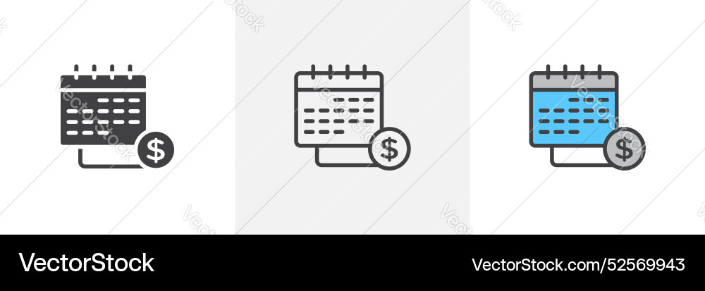Fiscal year icon set on white background Vector Image