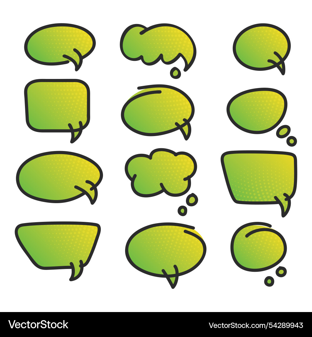 Hand-drawn chat bubble collection with gradient Vector Image