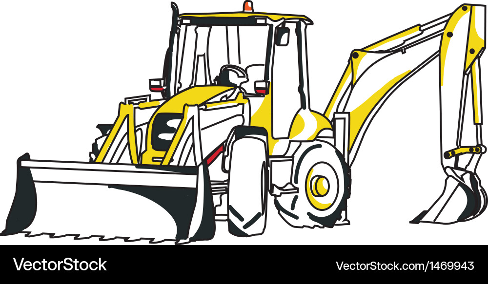 Komatsu excavator Royalty Free Vector Image - VectorStock
