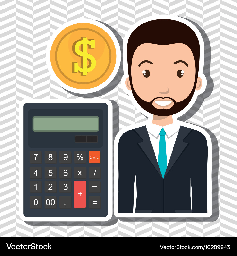 Man calculator coins dollar Royalty Free Vector Image