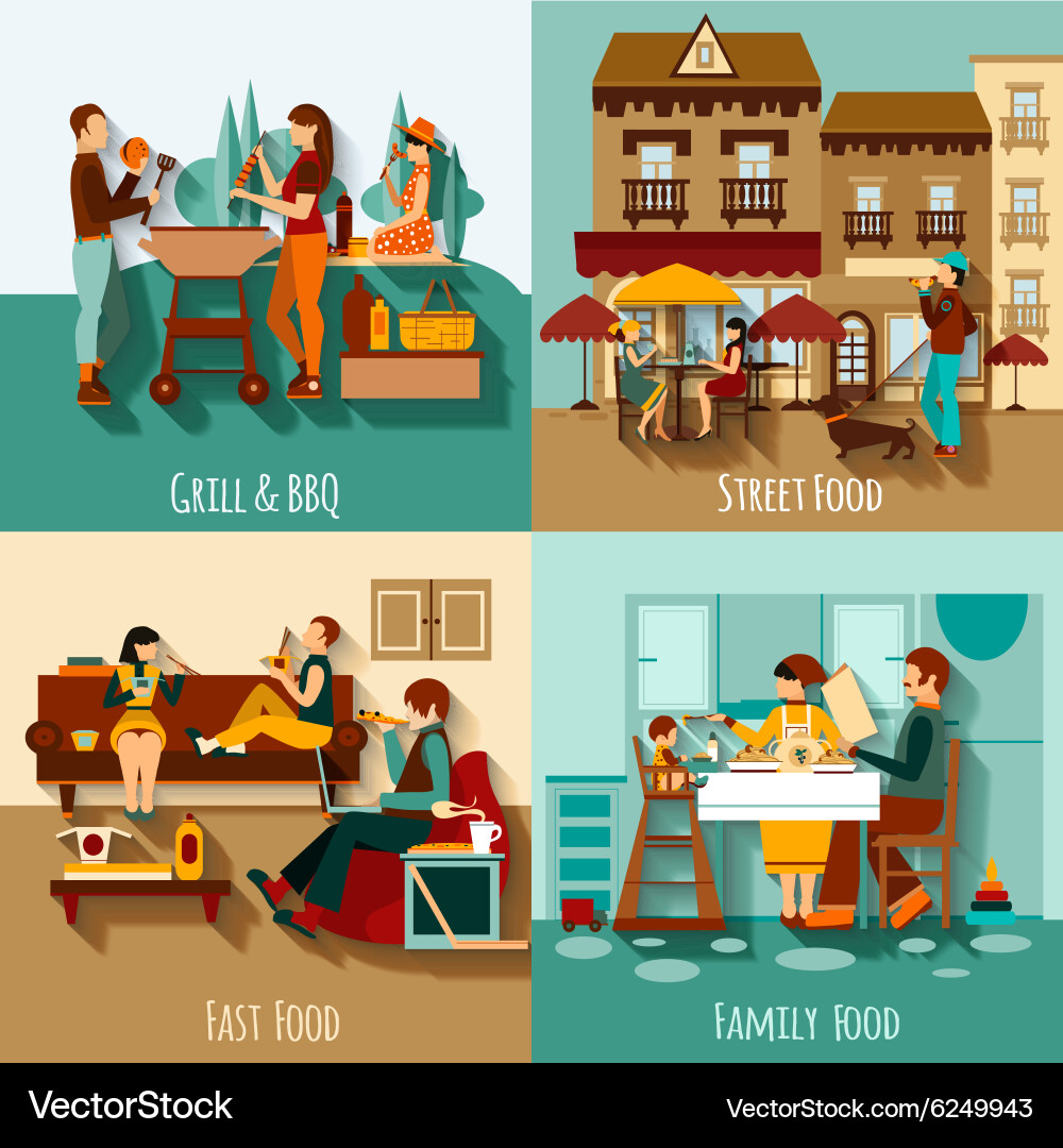 Outdoor Dining Icons Royalty Free Vector Image