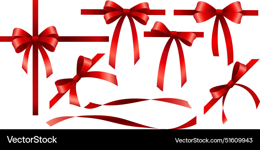 Red bows and ribbon Royalty Free Vector Image - VectorStock