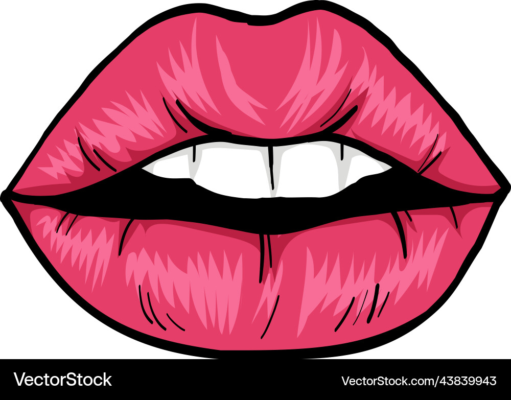 Red lip sexy lips drawing doodle art Royalty Free Vector