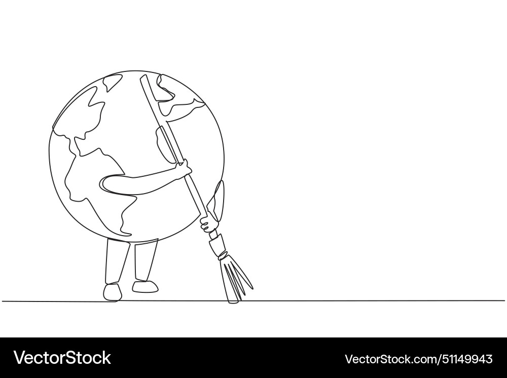 Single continuous line drawing globe sweeps up Vector Image