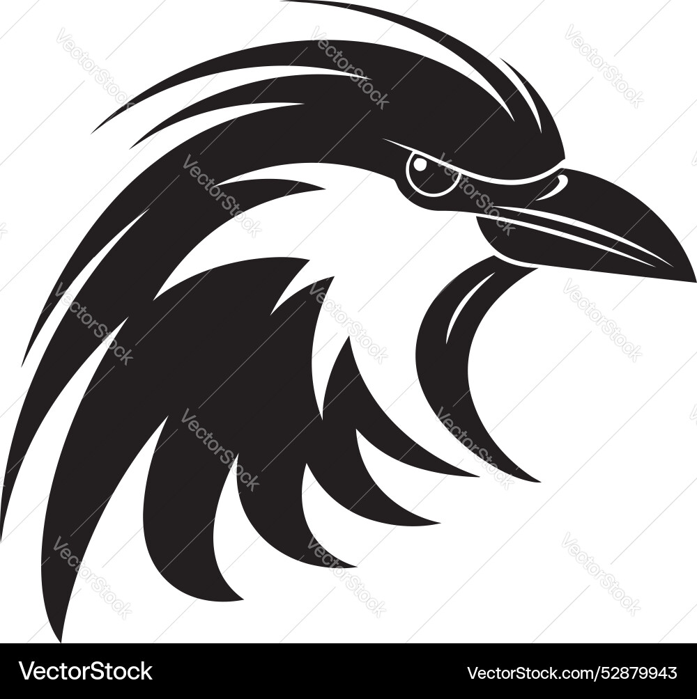 Stylish raven outline design elegant black bird Vector Image