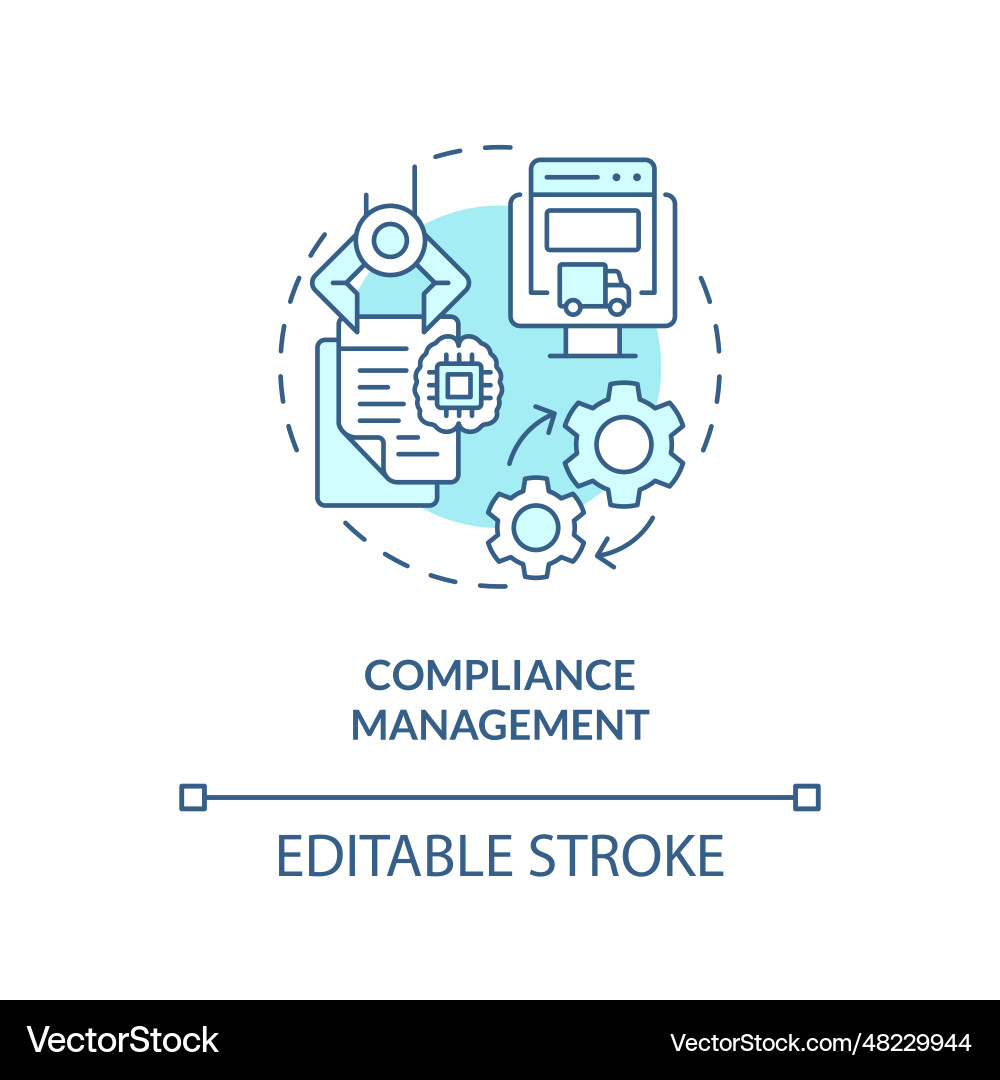 2d compliance management blue icon concept Vector Image