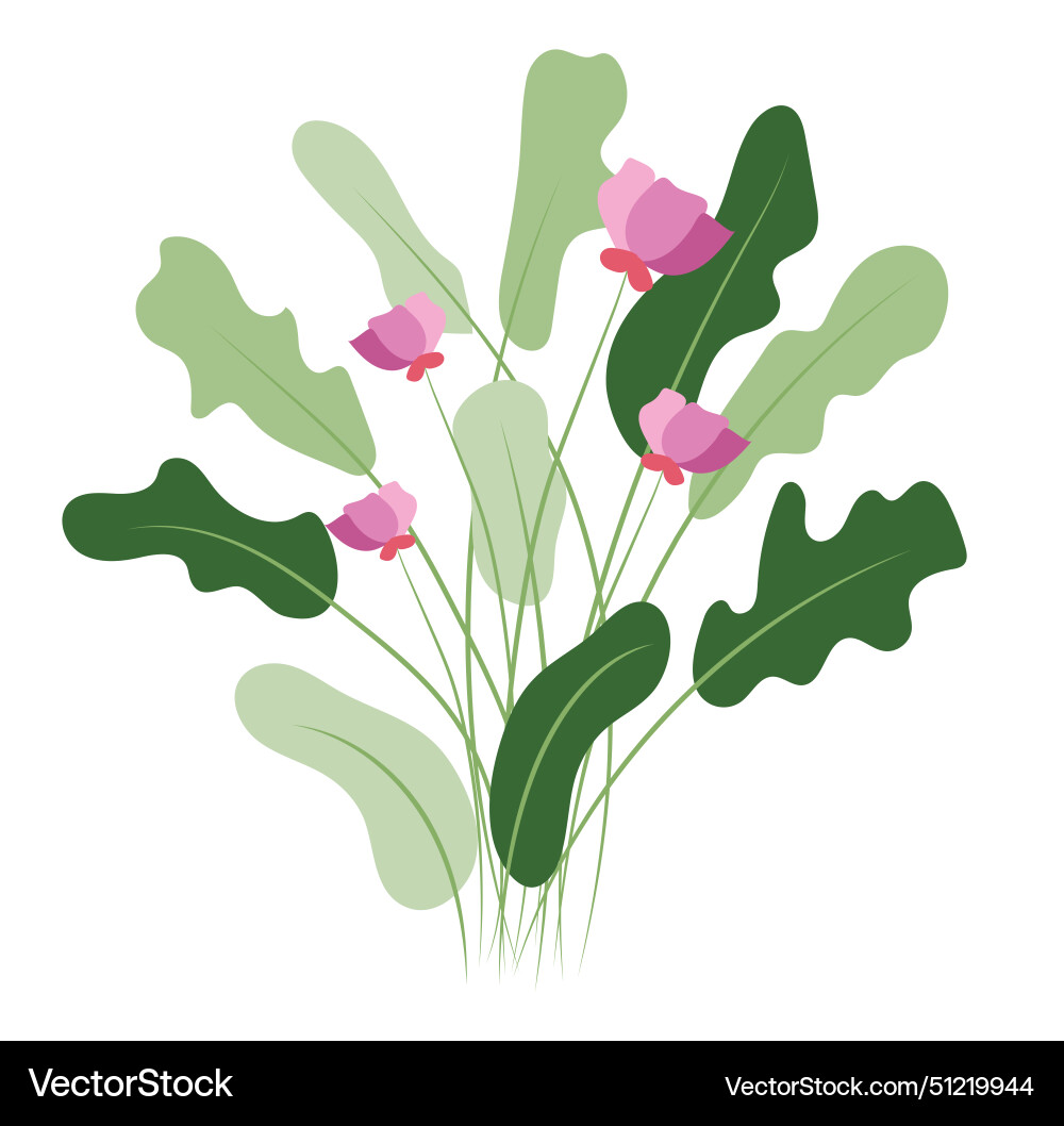 Abstract pink flower bush in flat design Vector Image