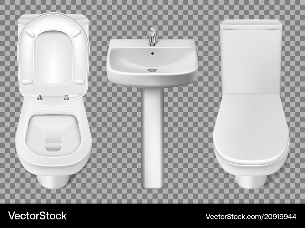 Bathroom interior toilet and washbasin realistic Vector Image