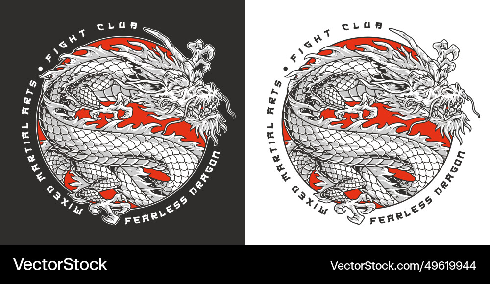 Dragon Fight Club Poster Royalty Free Vector Image