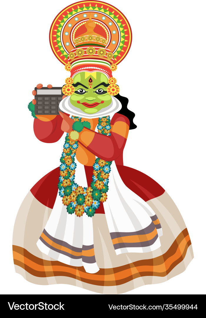 Kathakali dancer cartoon Royalty Free Vector Image