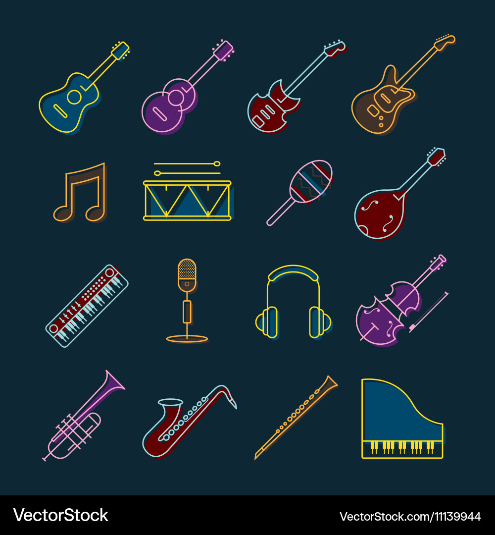 Musical Instrument Icons Set Royalty Free Vector Image