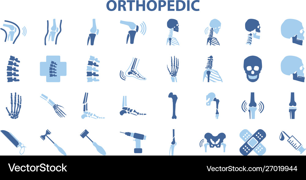 Orthopedic and spine symbol set Royalty Free Vector Image