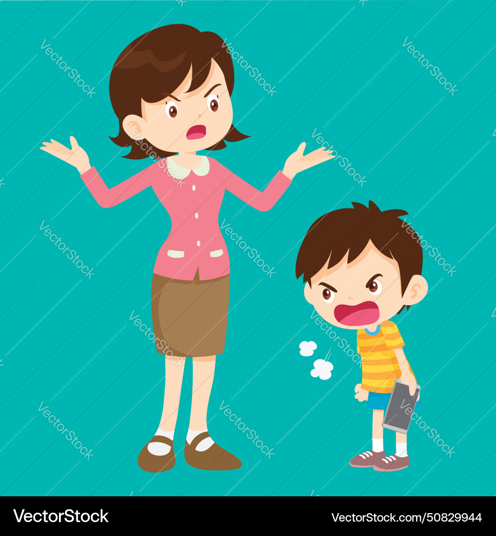 Parent angry to kid addicted phone Royalty Free Vector Image