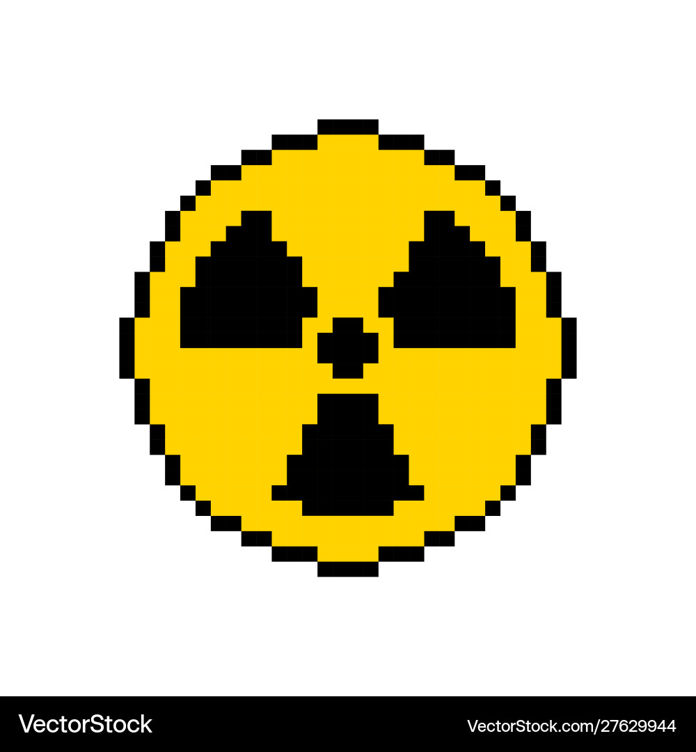 Pixel art 8-bit hazard orange sign radiation Vector Image