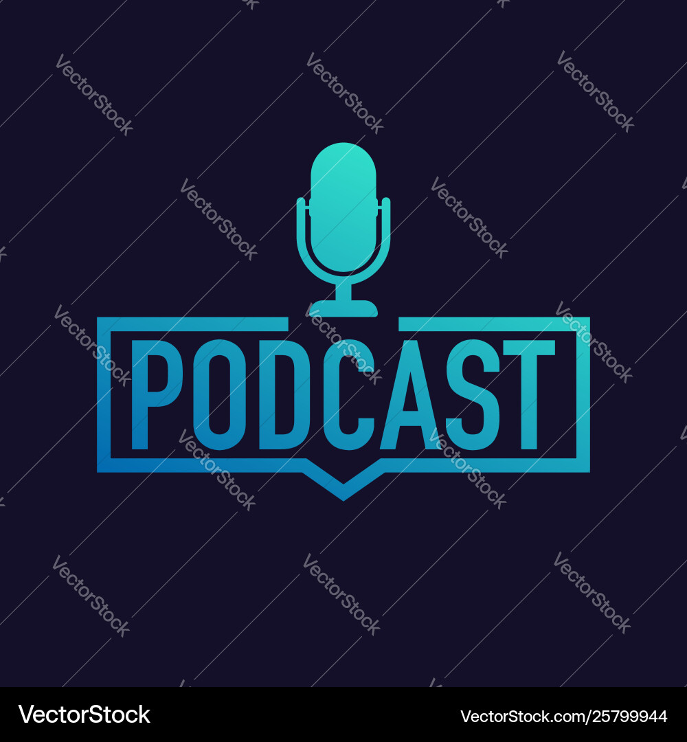 Podcast badge icon stamp logo Royalty Free Vector Image